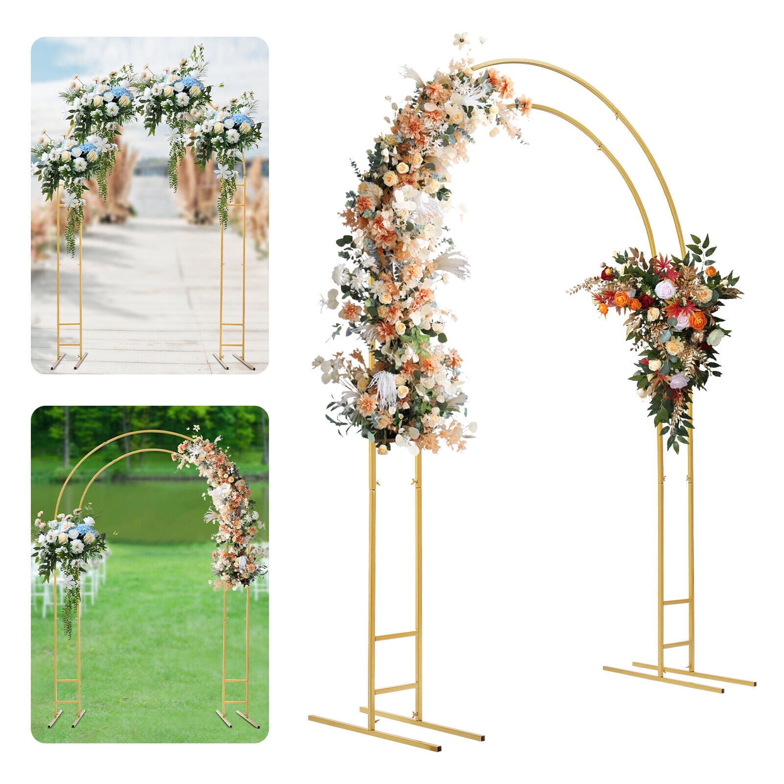 7.2ft Metal Wedding Arch Stand Climbing Plants Garden Arch with Base ...