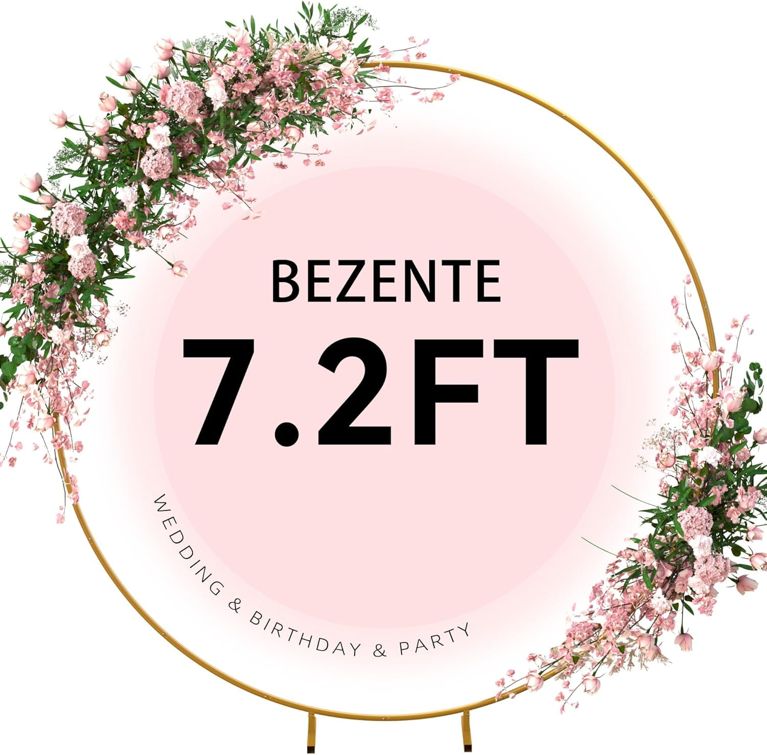7.2ft Round Backdrop Stand, Golden Metal Balloon Arch Stand, Stable ...