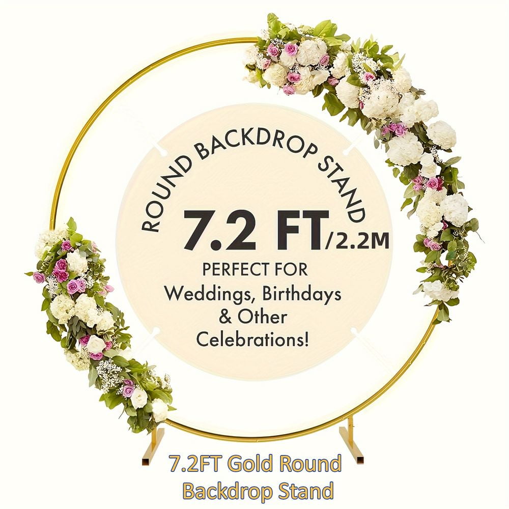 7.2ft Round Backdrop Stand, Stable Balloon Arch Stand, Metal Wedding ...