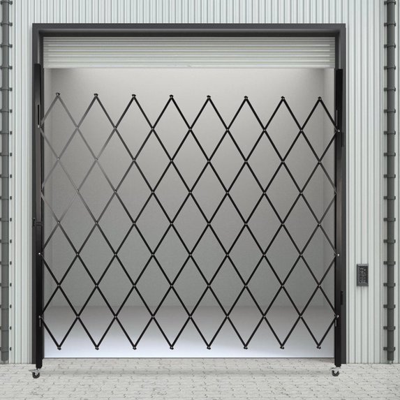 7.2ft x 6.5ft Folding Security Gate - Wall Mount Single Scissor Gate ...