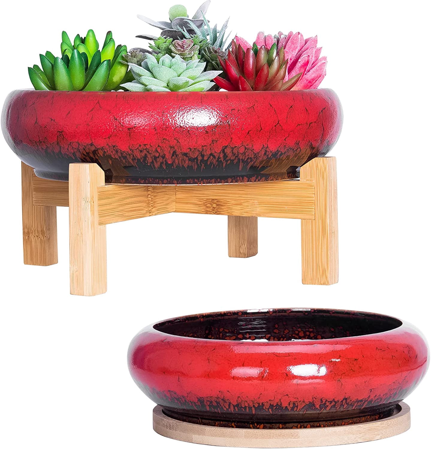7.3/10 Inch Succulent Pots with Drainage Trays Large Succulent Planter ...