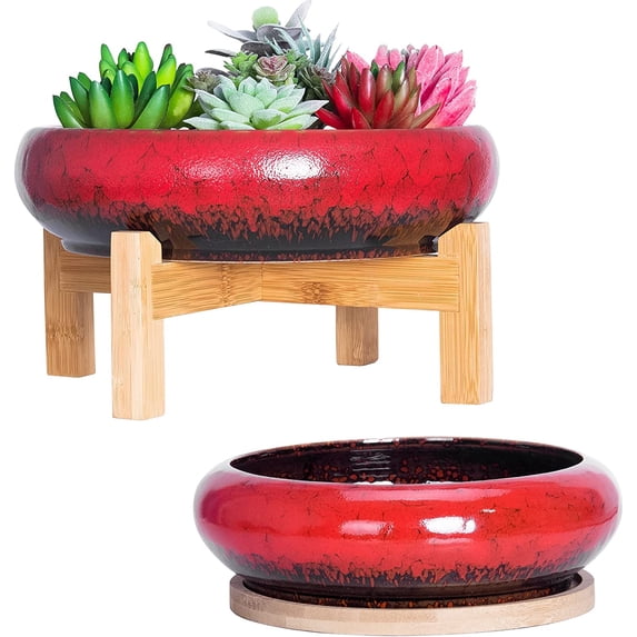 7.3/10 Inch Succulent Pots with Drainage Trays Large Succulent Planter ...