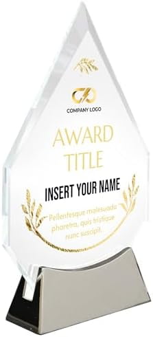 7 3/4" Personalized Glass Plaque for Awards and Trophies, Custom Award ...
