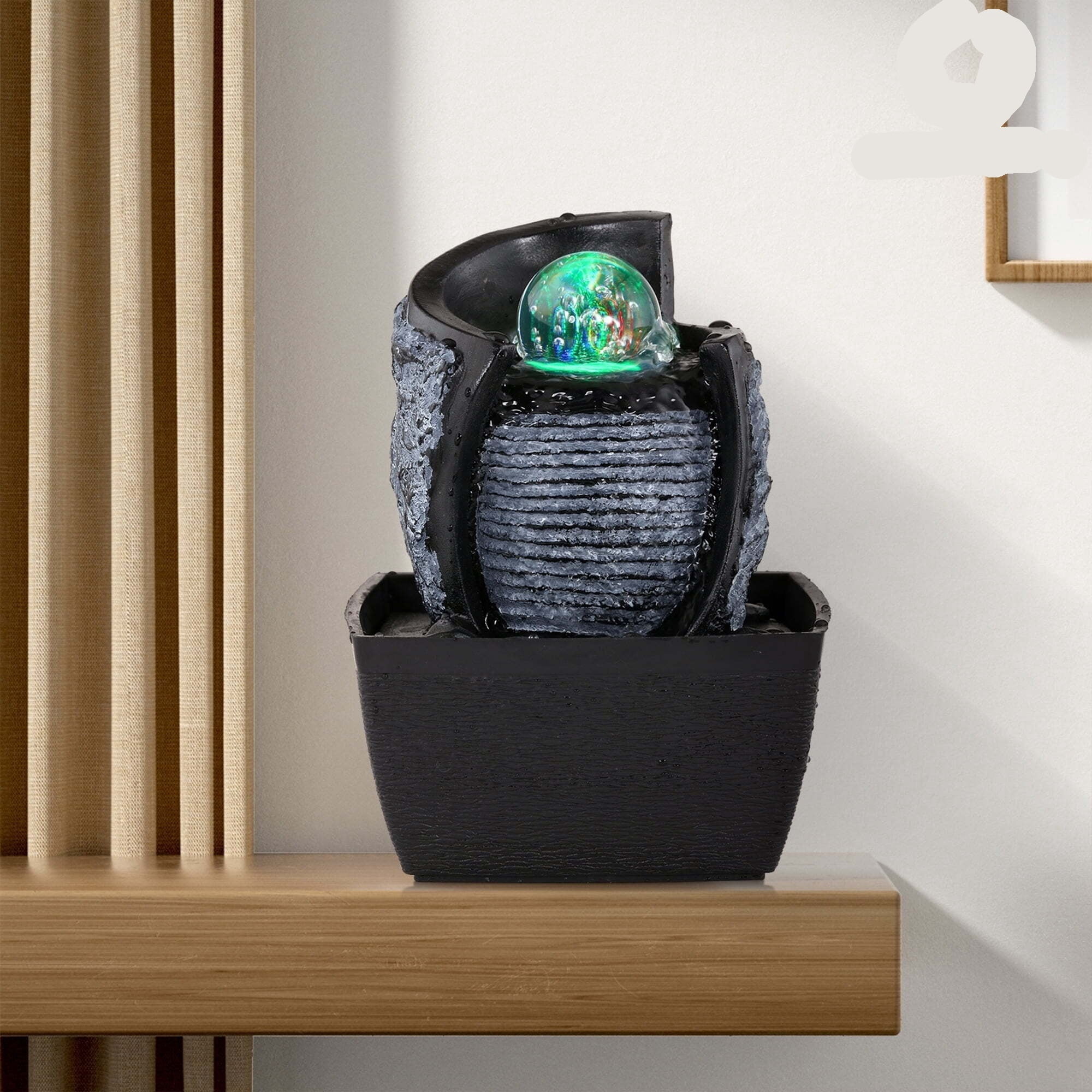 7.3"H Indoor Tabletop Fountain with Rolling Ball & LED Light, Small ...