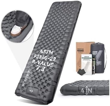 7.3 R-Value Camping Sleeping Pad, 4” Insulated Camping Mat with Foot ...