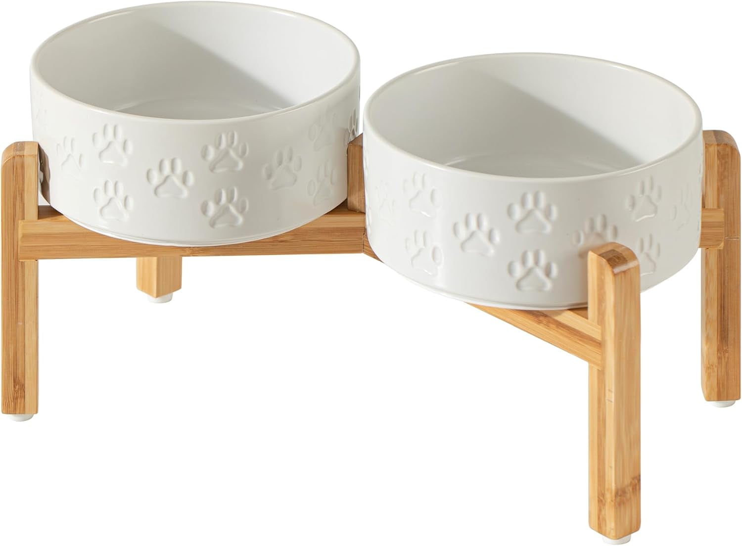7.3" Raised Ceramic Pet Bowl Set, 2 Non-Slip Dog Dishes with Stand ...