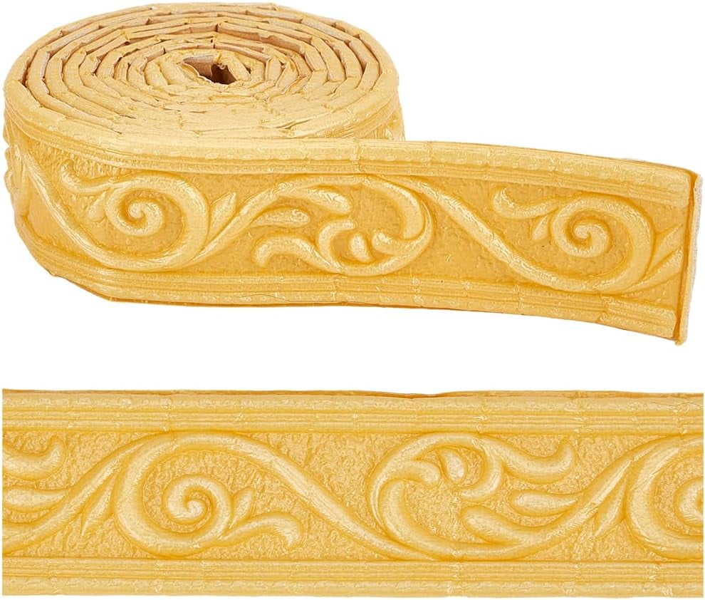 7.38FT x 1.97 Inch Crown Molding Peel and Stick Flexible Foam Trim Gold ...