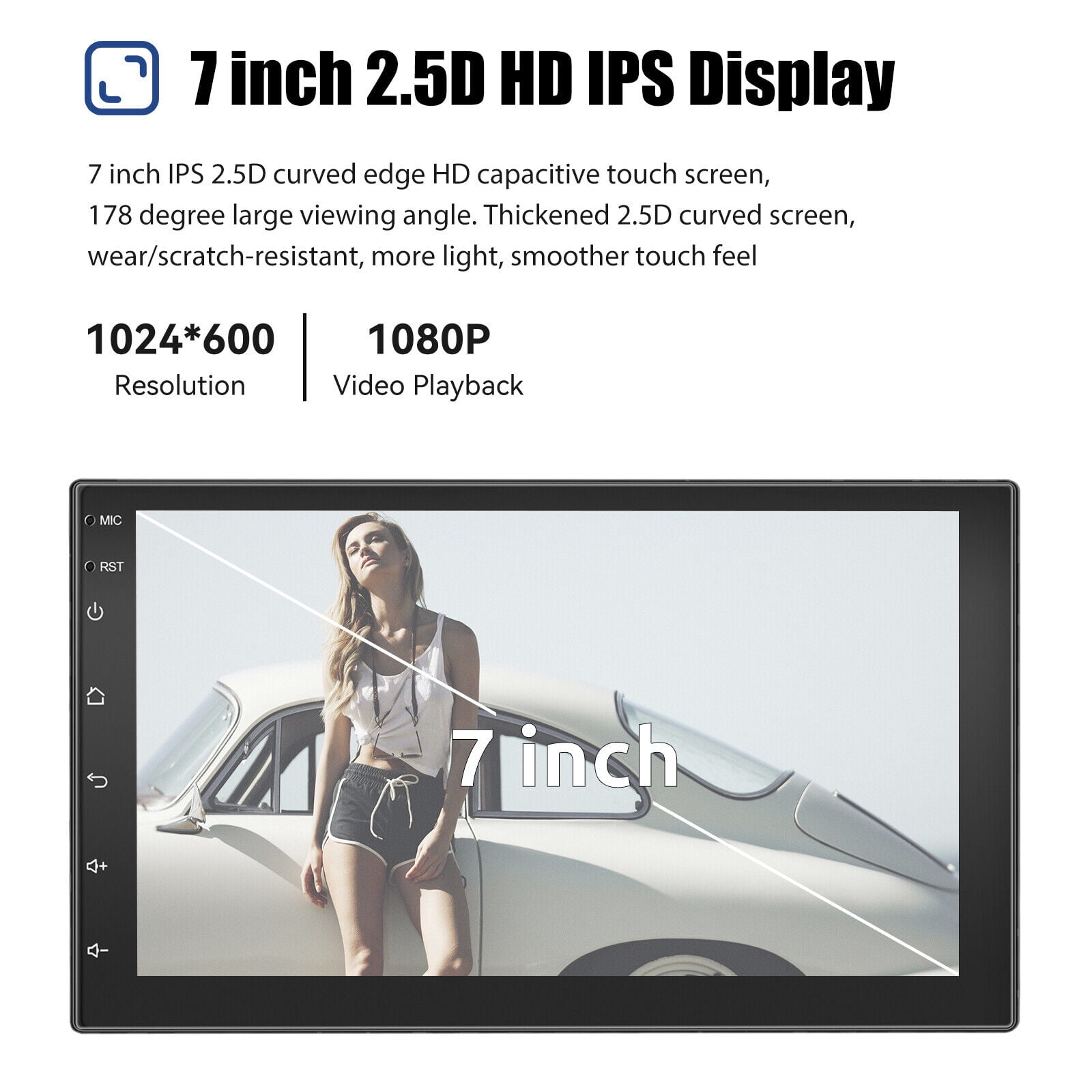 7" 4+64G Double 2 DIN Android 13 CarPlay Car Stereo GPS WIFI Touch Screen FM AHD - Walmart.com