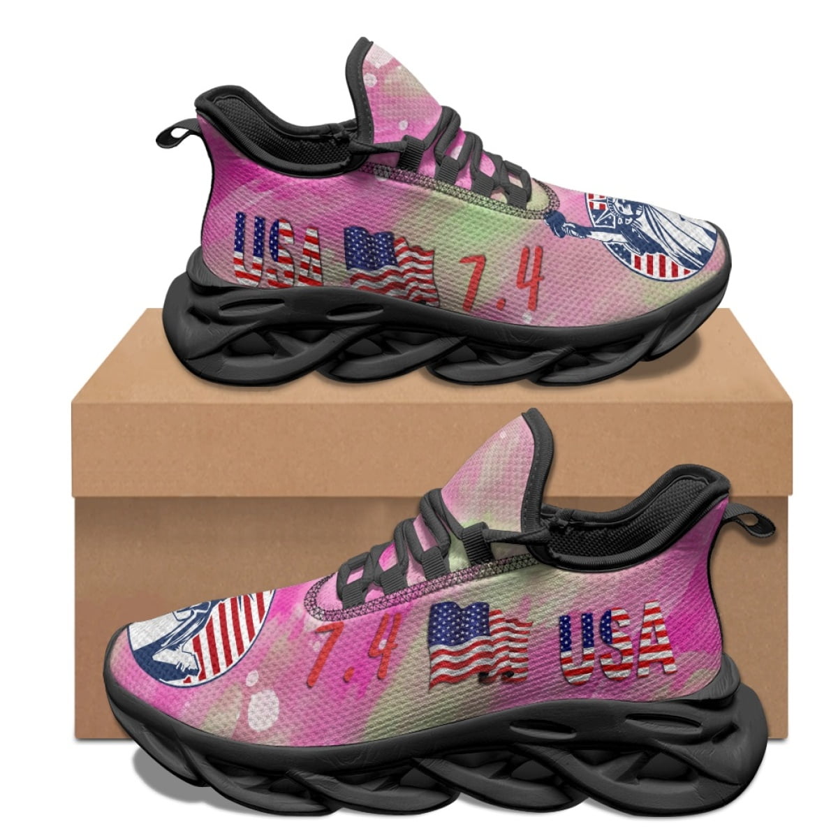 7.4 American Independence Day Print Lace Up Sneakers Non-slip ...