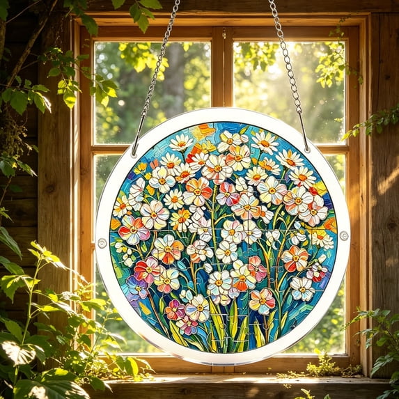 7.4 Inch Acrylic Puzzle Suncatcher 83 Pieces DIY Window Hanging Garden ...