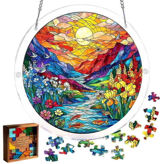 7.4 Inch Acrylic Puzzle Window Hanging Suncatcher Diy Craft for Home ...