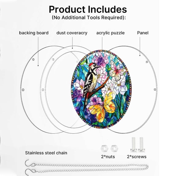 7.4 Inch Acrylic Puzzles 83 Pieces, Suncatcher Window Hanging Garden ...