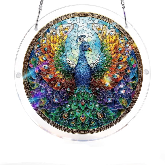 7.4 Inch Clear Acrylic Suncatcher, Spliced Colorful Light Filtering ...