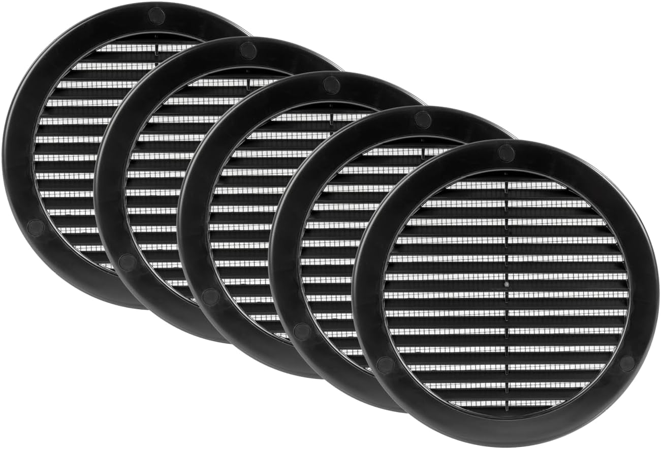 7.4" Inch (Outer Dimensions) Pack of 5 Black Soffit Vent Cover ...