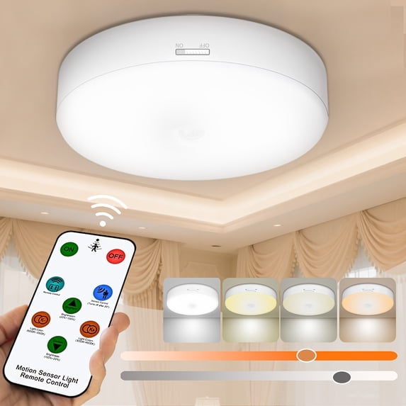 7.4-Inch Rechargeable Motion Sensor Ceiling Light with Remote, 7000mAh ...