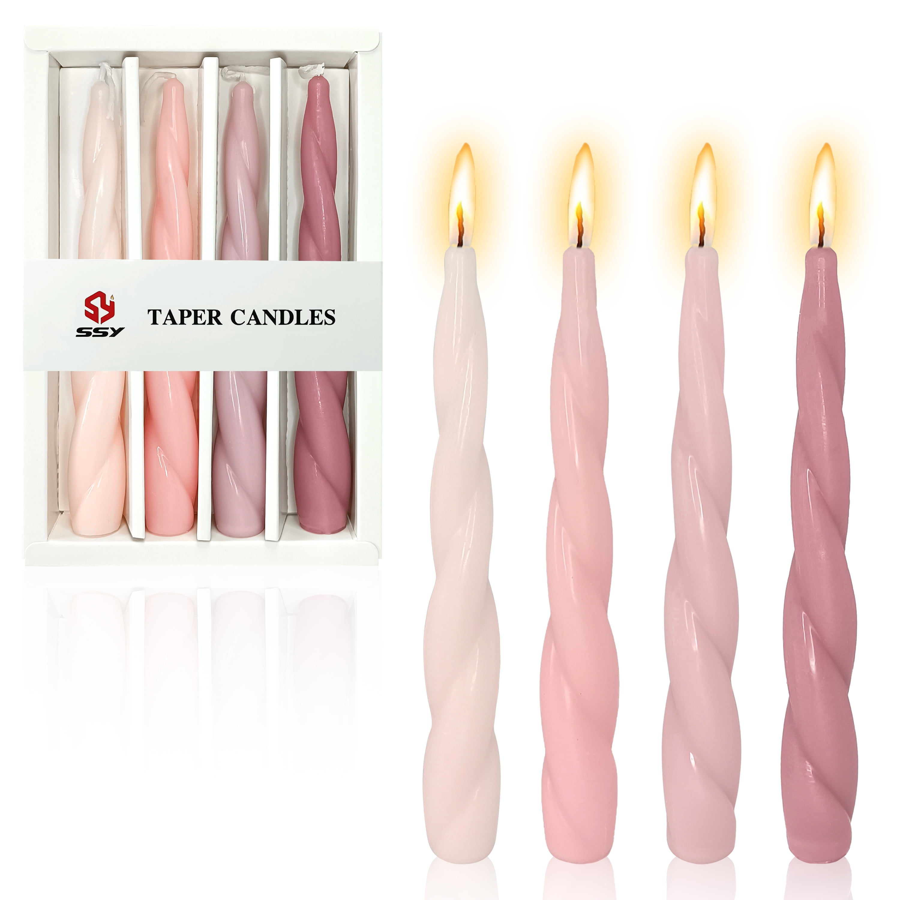 7.4 Inches Spiral Taper Candles White Twisted Candle Unscented Handmade ...