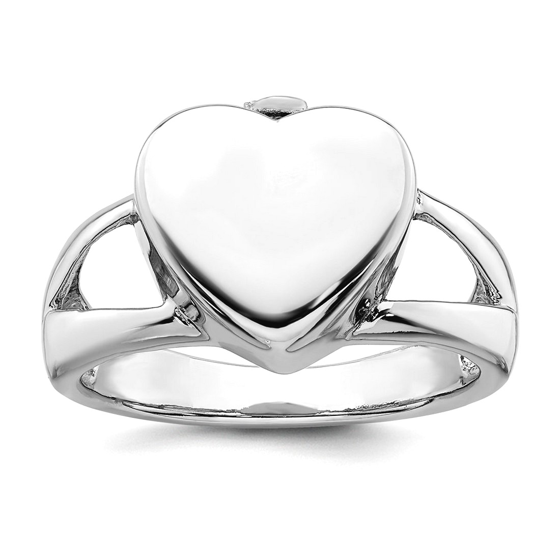 7.45mm 925 Sterling Silver Rhodium Plated Polished Love Heart Ash ...