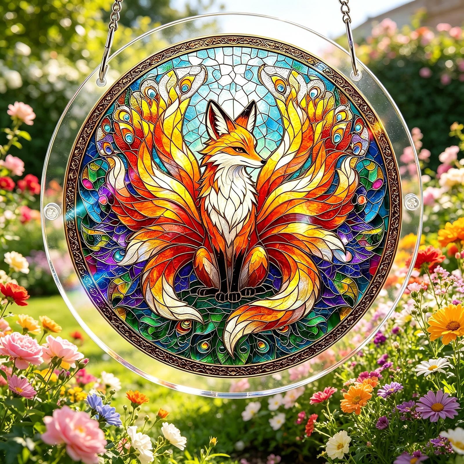 7.48" Acrylic Stained Glass Style Suncatcher, Puzzle Design, Window ...