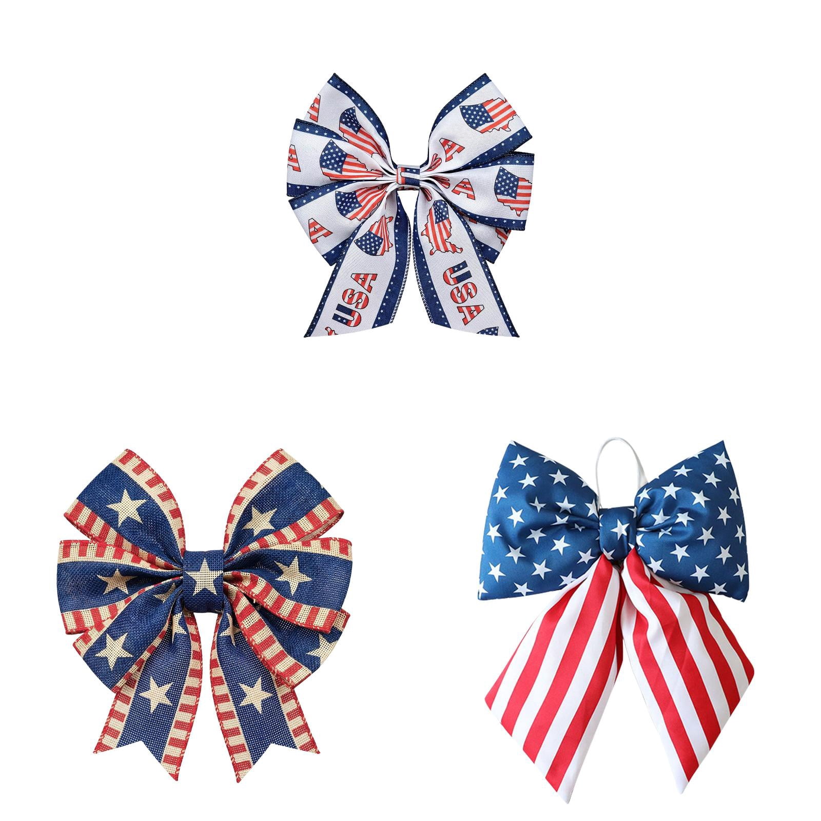 7.48x10.63 Inch Patriotic Wreath Bow for 4th of July, Small Red White ...