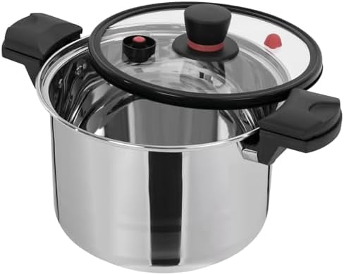 7.4Qt Pressure Cooker, Stainless Steel Pot with Glass Lid, Multi-Use ...