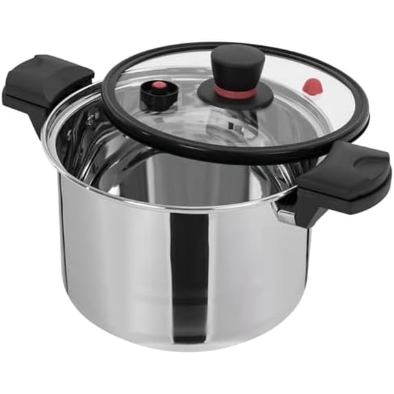 7.4Qt Pressure Cooker, Stainless Steel Pot with Glass Lid, Multi-Use ...
