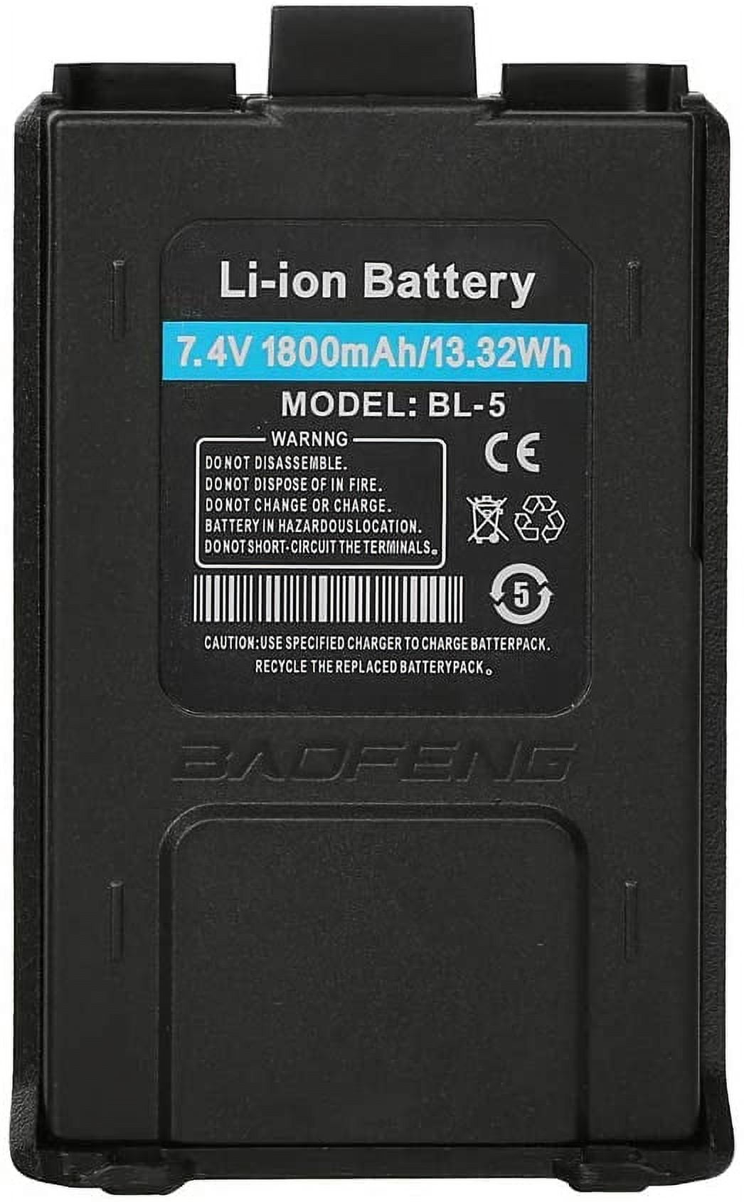 7.4V 1800mAh Li-Ion Original BAOFENG BL-5 Rechargeable Battery For ...