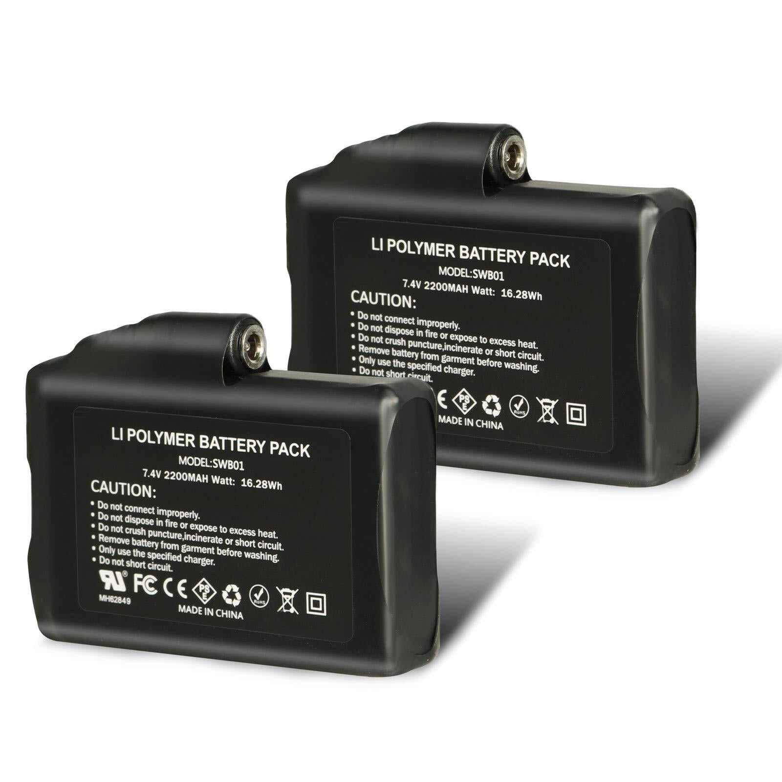 7.4V 2200MAH Li-Ion Batteries Pack with Charger for Heated Gloves (2pcs ...