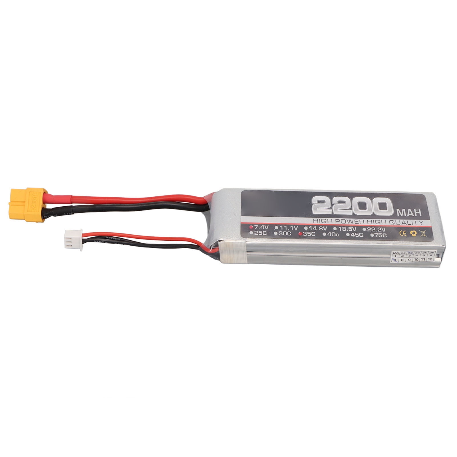 7.4V 2S 2200mAh 35C LiPo Battery RC Airplane High Rate Lithium Battery ...