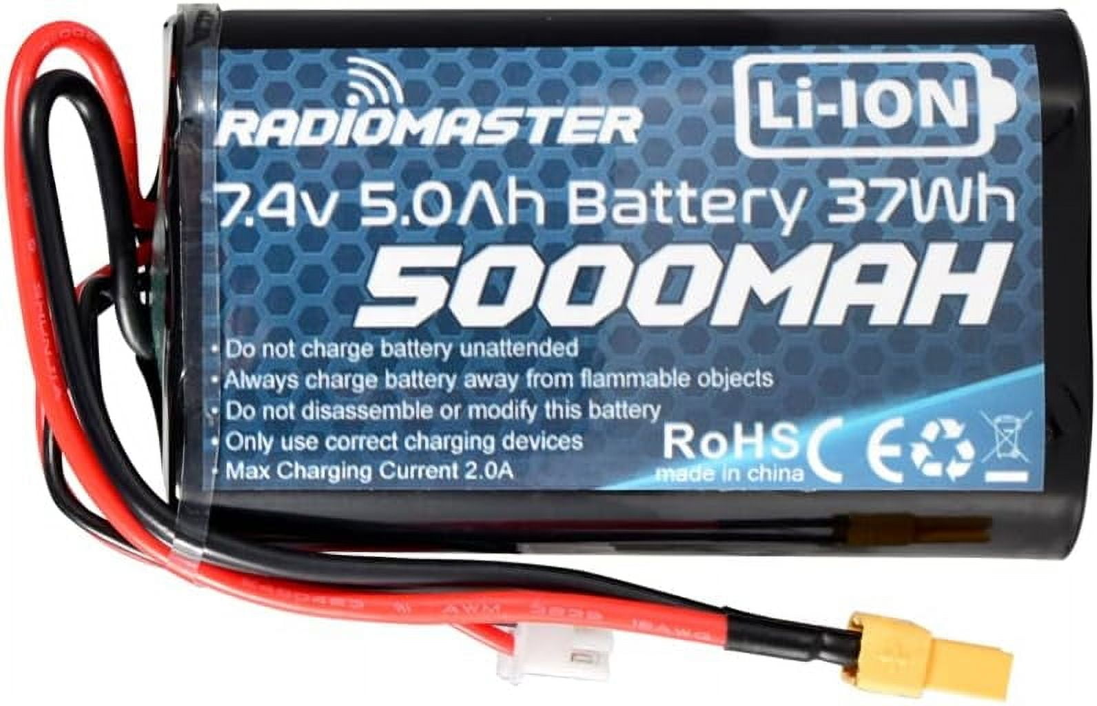 7.4V 5000mAh 2S Li-ion Battery XT30 Plug for RadioMaster TX16S Radio ...