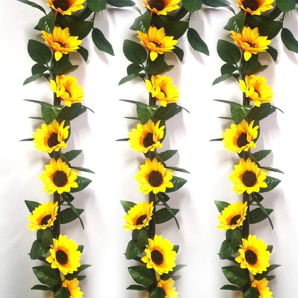 7.4ft 10 Artificial Sunflower Vine Hanging Sunflower Vines Garland Silk ...