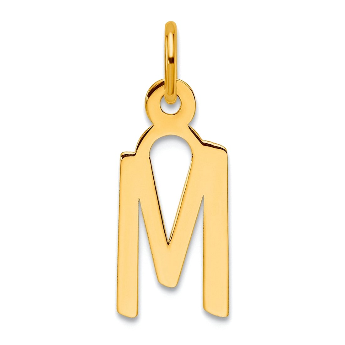 7.4mm 14k Solid Yellow Gold Slanted Block Letter M Initial Charm ...