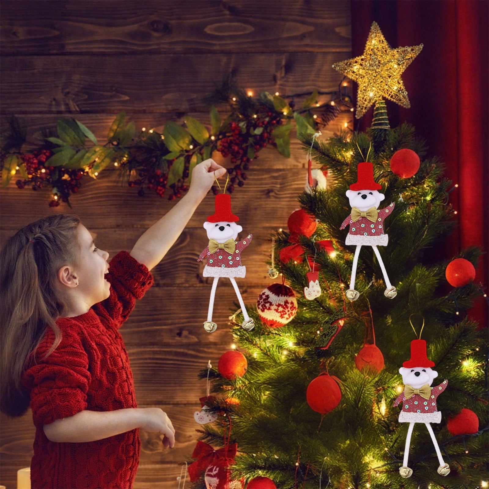 7.4x3.1x0.3 Inch Christmas Tree Pendant Ornament with Sequins Hemp Cord ...