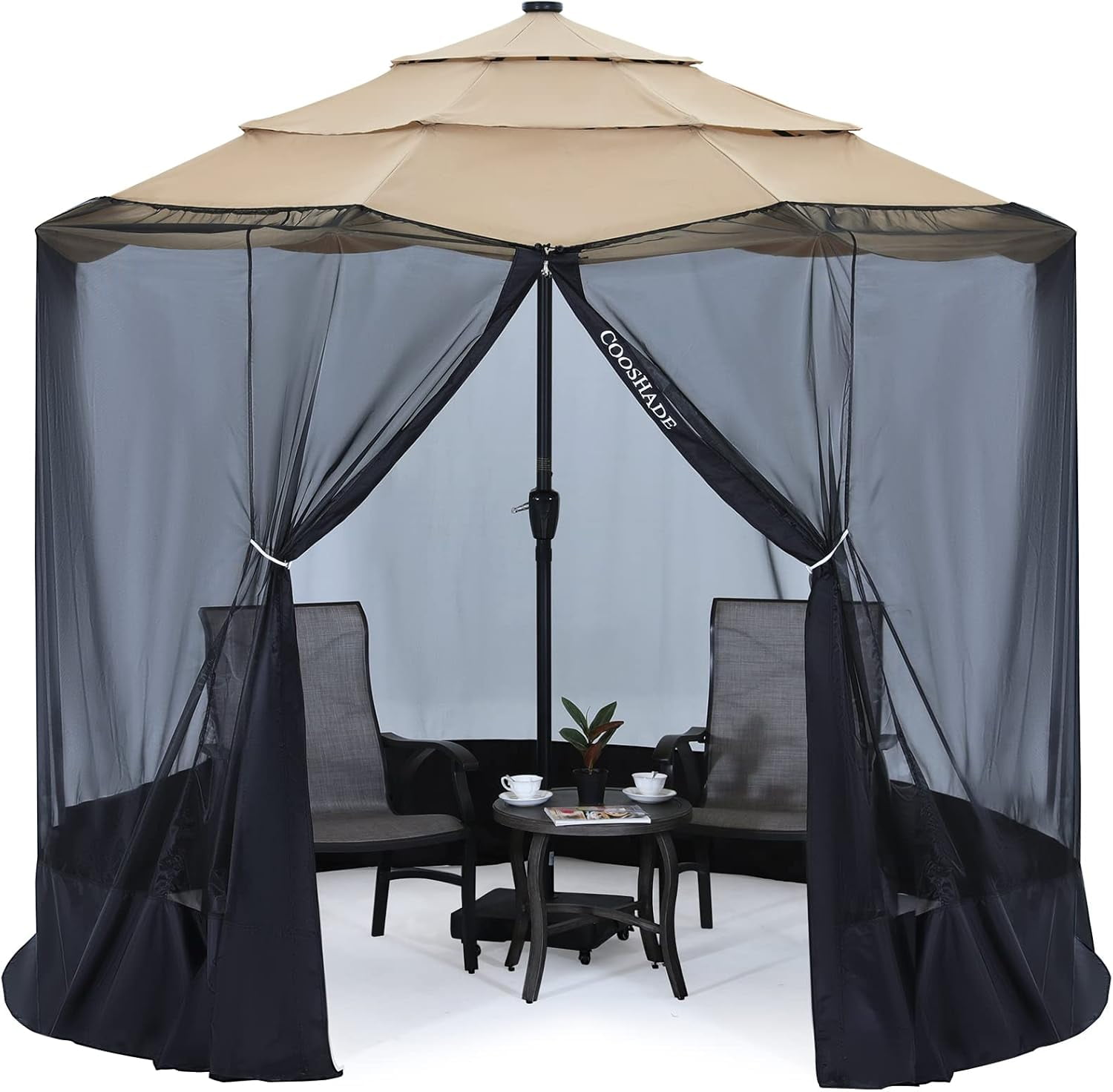 7.5-11FT Patio Umbrella Mosquito Netting Polyester Screen Mesh Net for ...