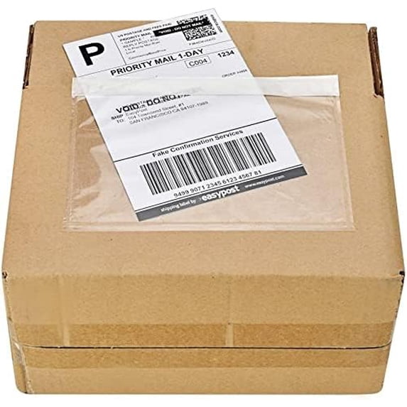 7.5" x 5.5" Clear Adhesive Top Loading Packing List/Shipping Label ...