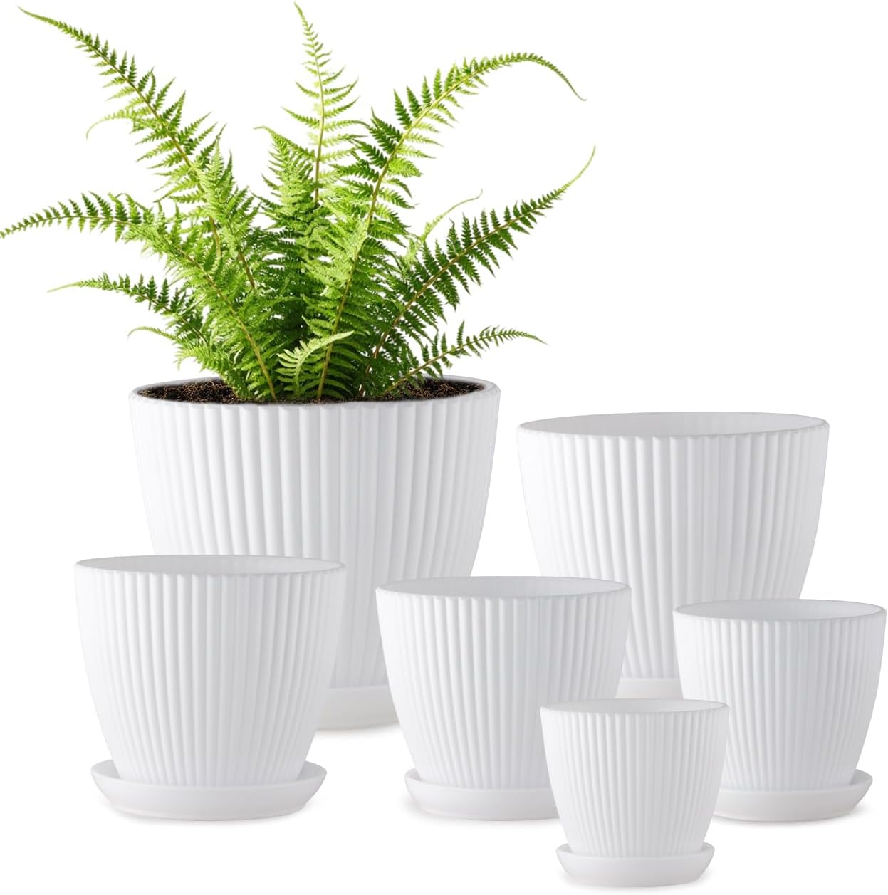 7.5/6.5/5.5/4.9/4.2/3.5 Inch Plant Pots with Drainage Holes and Saucer ...