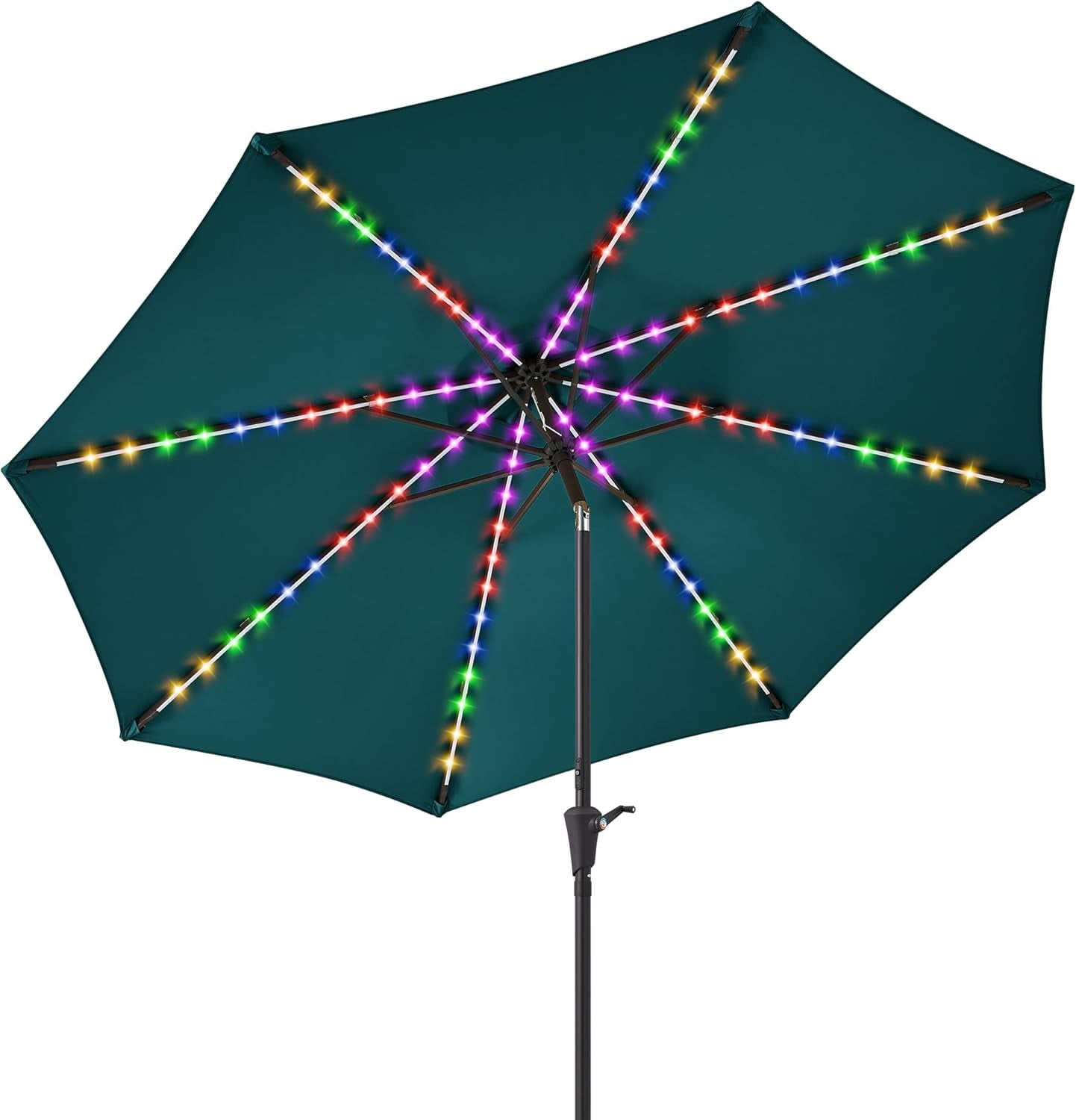 7.5/9/10 ft Outdoor Patio Umbrella with Solar Lights - Small Heavy Duty ...