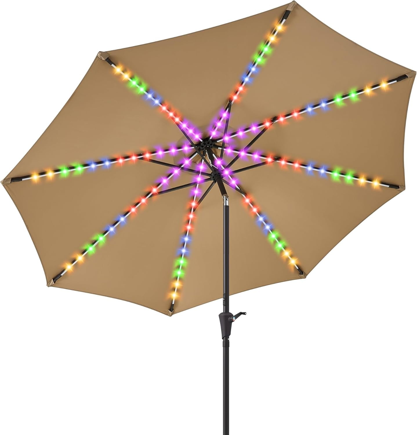 7.5/9/10 ft Outdoor Patio Umbrella with Solar Lights - Small Heavy Duty ...