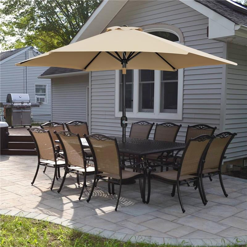 7.5/9/10FT Patio Umbrella w/ Push Button Tilt and Crank, Outdoor Garden ...