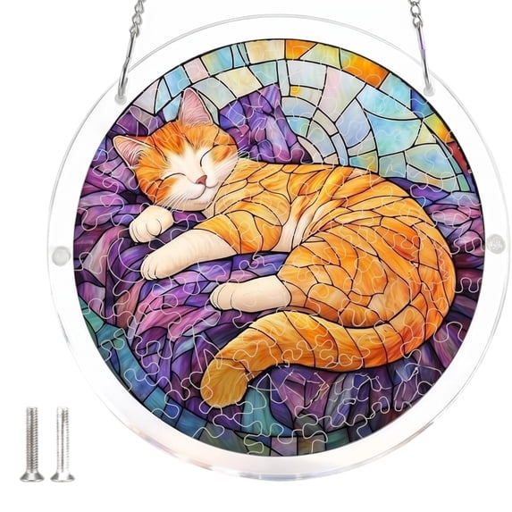7.5" Acrylic Puzzle Suncatcher, Sunset Mountain Lake Style Window ...
