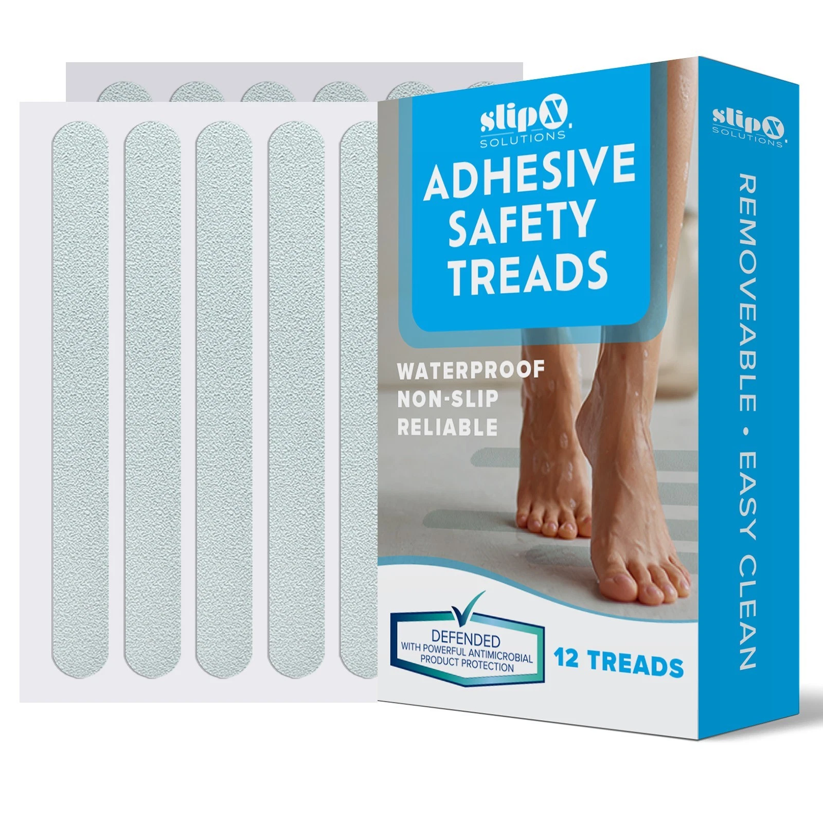 7.5" Bath Tub Shower Safety Adhesive Treads In Clear, 12 Pack - Walmart.com