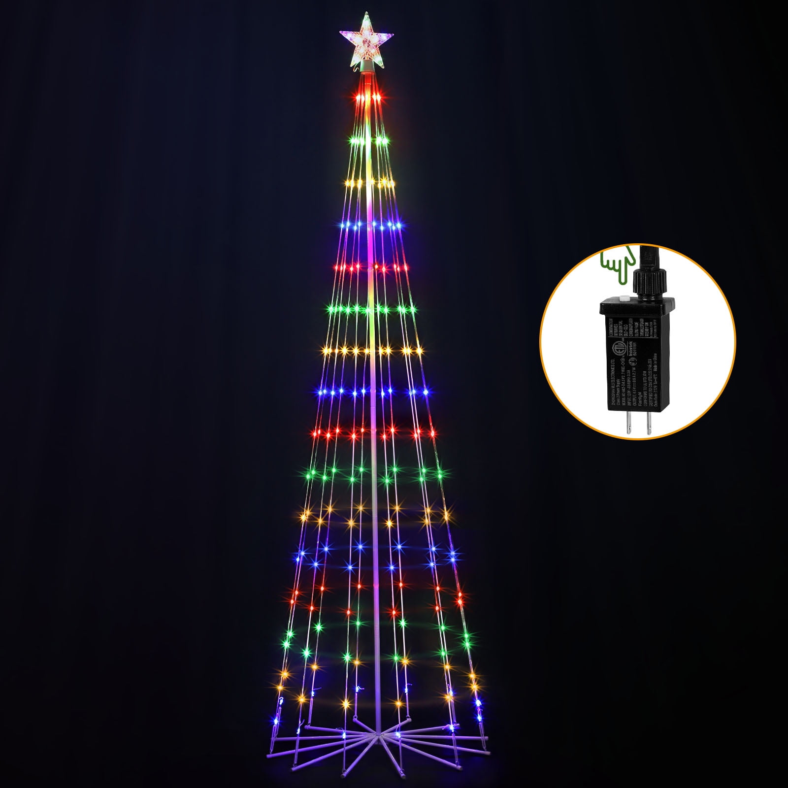 7.5 FT Lighted Indoor Multi-Color Christmas Tree LED Tree, Plug-In ...
