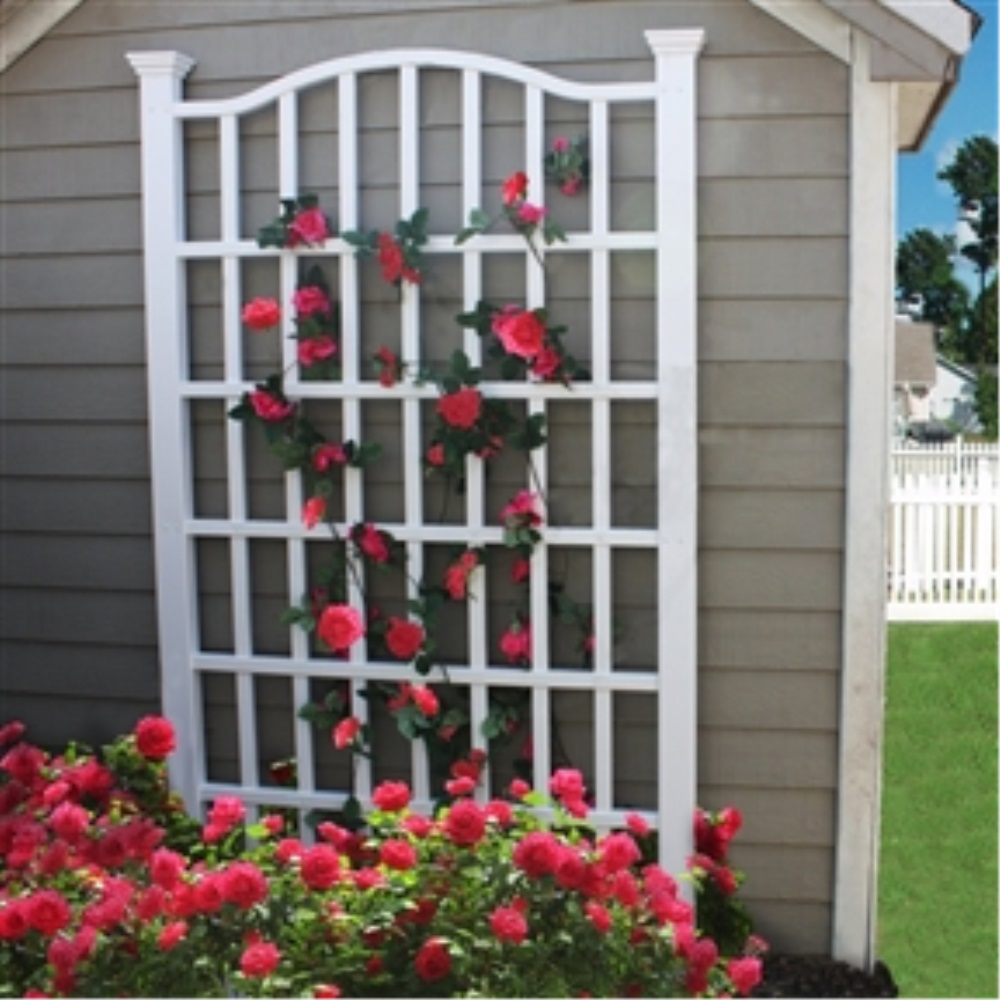 7.5 Ft Garden Trellis in White Vinyl with Arch Top - Walmart.com