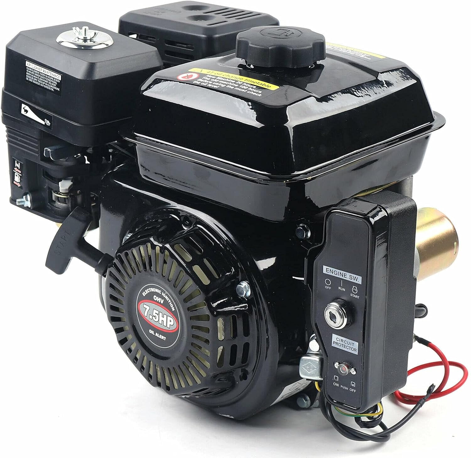 7.5 HP 212CC Gas Engine with Electric Start 4-Stroke Horizontal Shaft ...