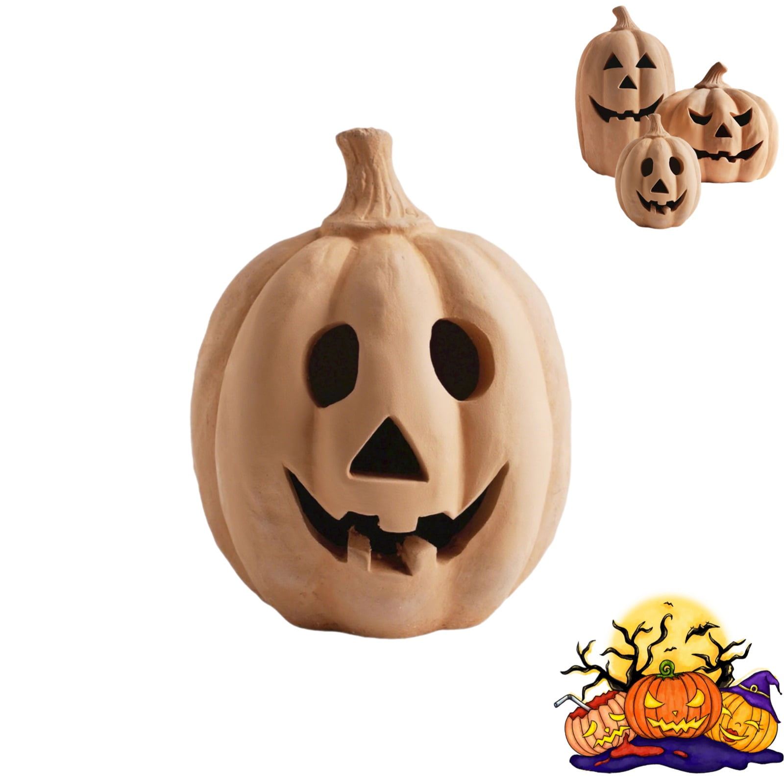 7.5" Halloween Pumpkin Lantern Halloween Jack-O-Lantern Decorations LED ...