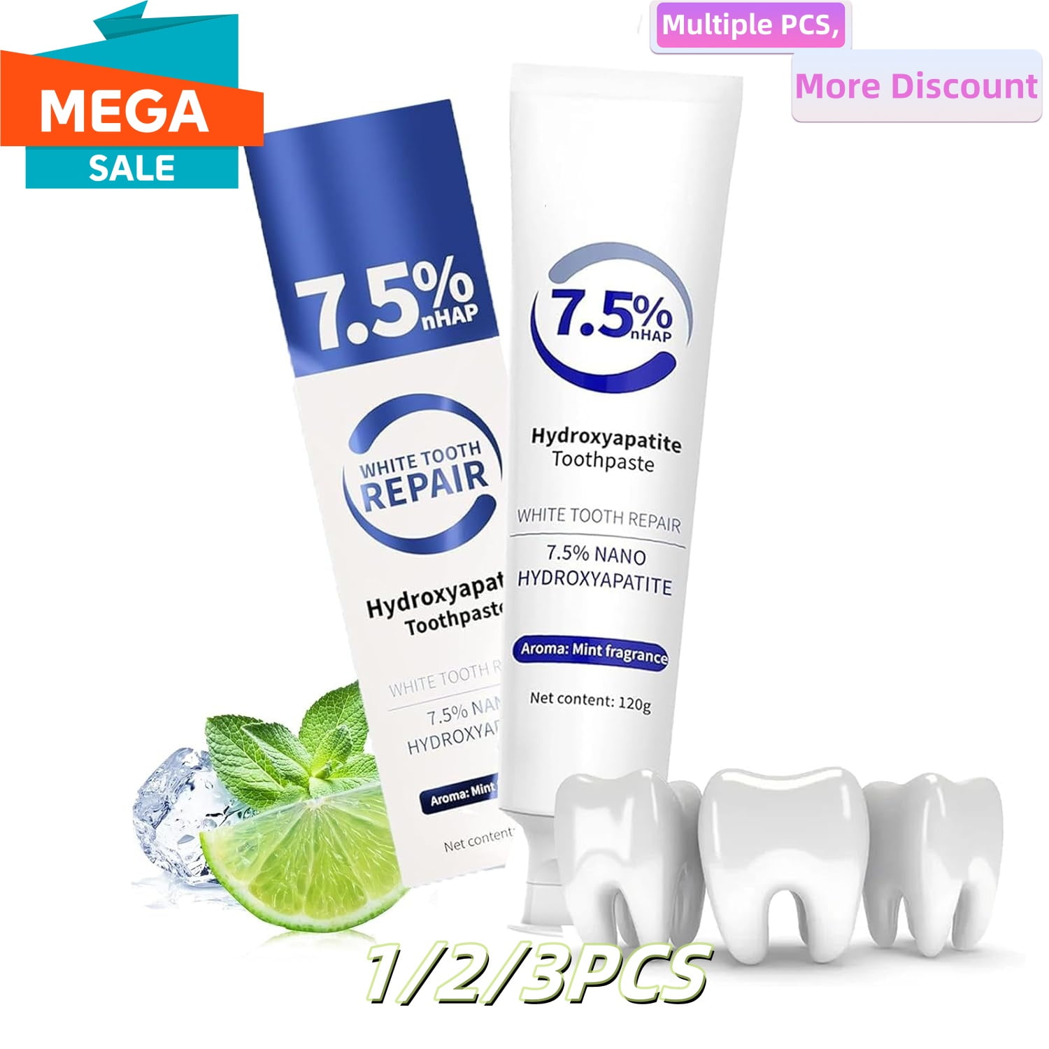 7.5% Hydroxyapatite Toothpaste, Hidroxiapatita Toothpaste for Advanced ...