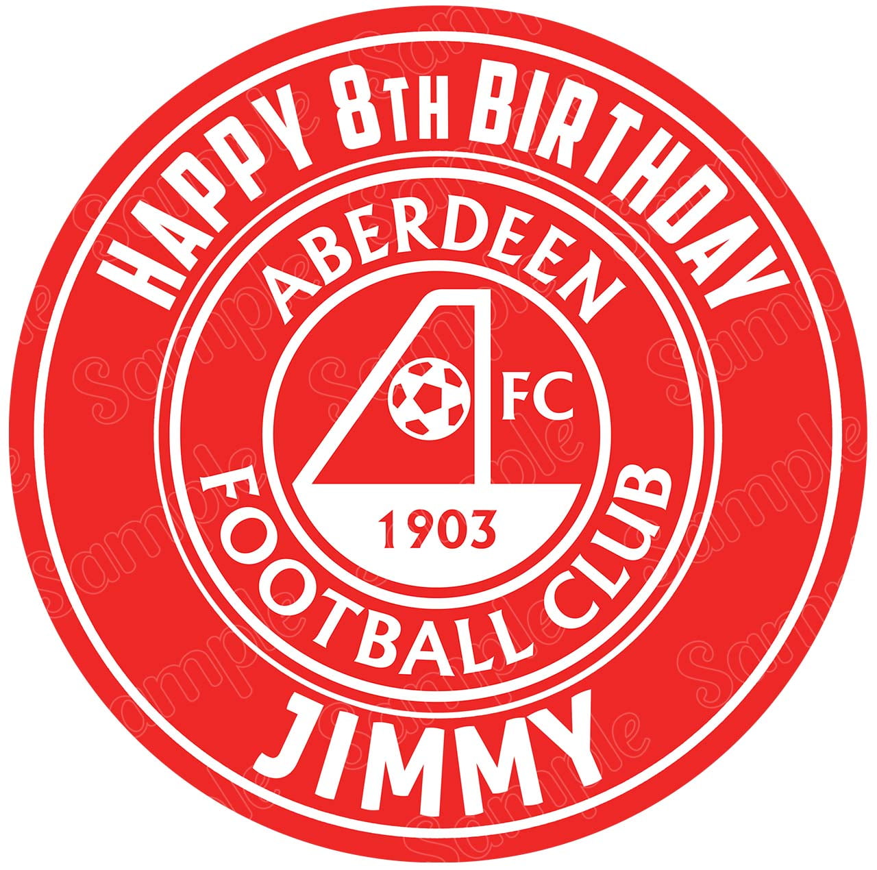 7.5 Inch Aberdeen FC Cake Topper - Round Edible Birthday Cake ...