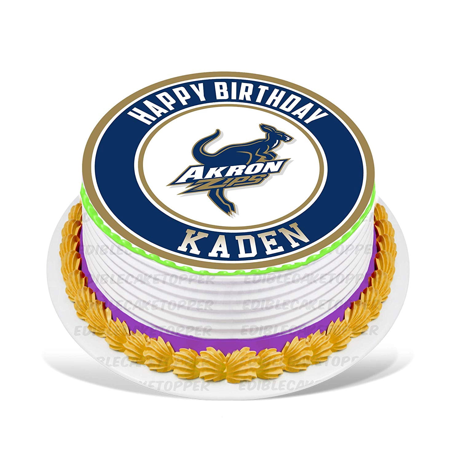 7.5 Inch Akron Zips Cake Topper - Round Edible Birthday Cake ...