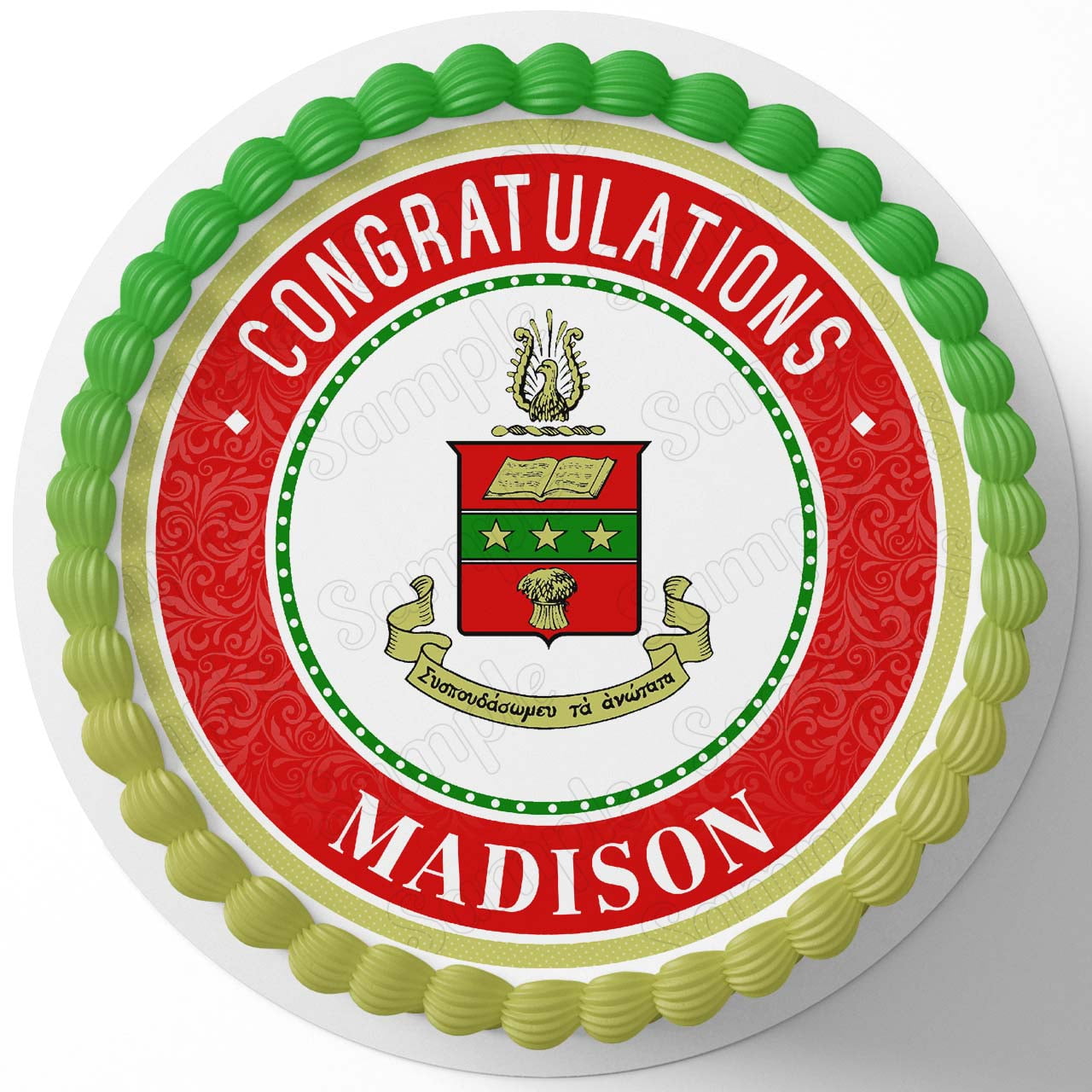 7.5 Inch Alpha Chi Omega Cake Topper - Round Edible Birthday Cake ...