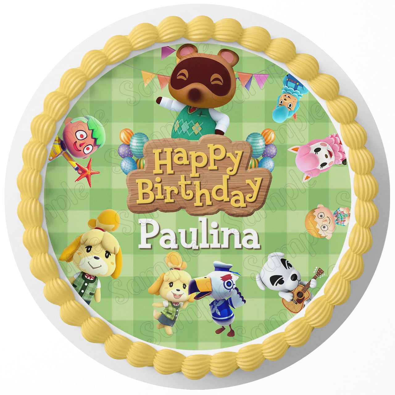 7.5 Inch Animal Crossing Cake Topper - Round Edible Birthday Cake ...