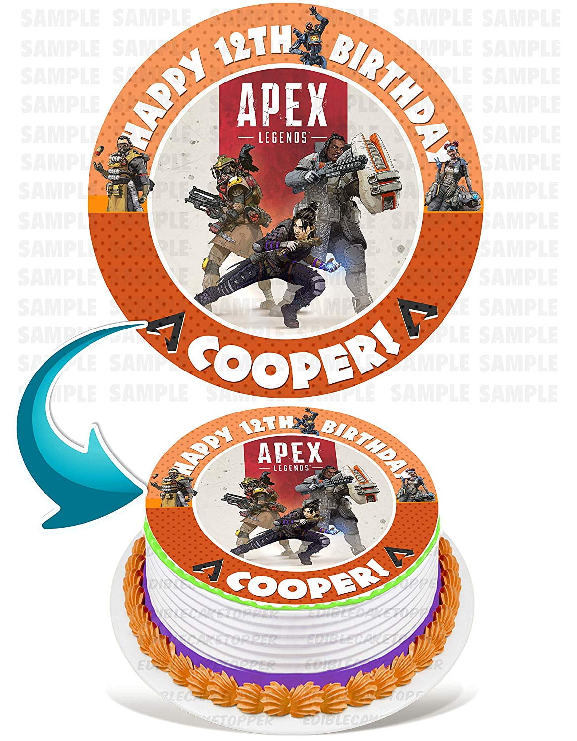 7.5 Inch Apex Legends Cake Topper - Round Edible Birthday Cake ...